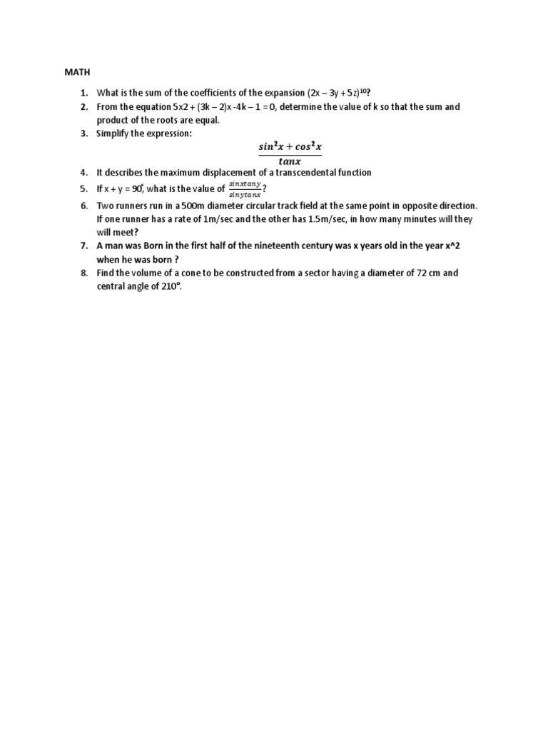 Math Questions With Answers | PDF