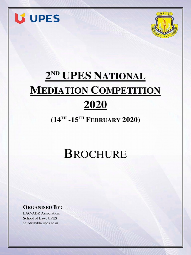 Brochure 2nd UPES National Mediation Competition | PDF | Mediation ...