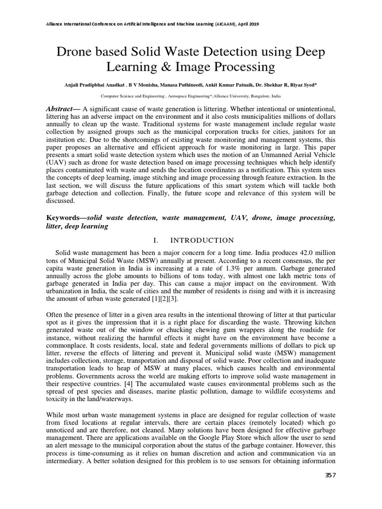 Drone-Based Waste Detection System | PDF | Computer Vision | Deep Learning