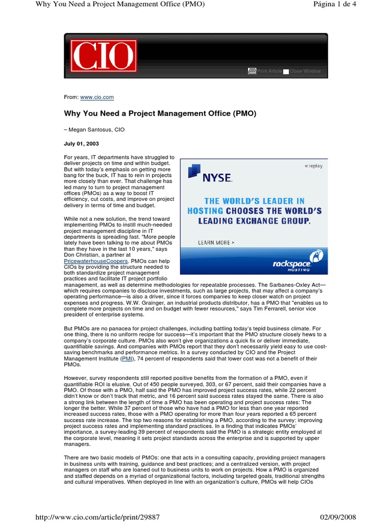 Why You Need A PMO | PDF | Project Management | Chief Information Officer