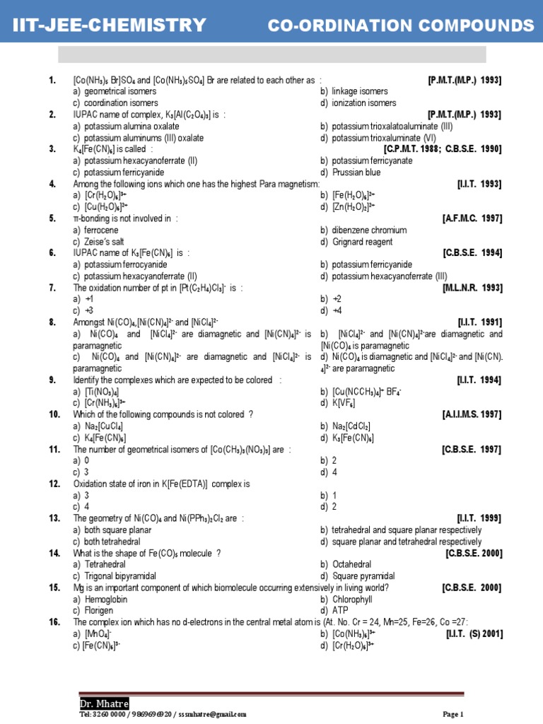 Coordination Compounds Teaching PDF | PDF | Coordination Complex | Ligand