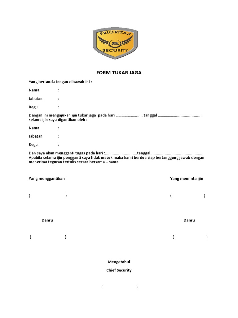 Form Tukar Jaga | PDF