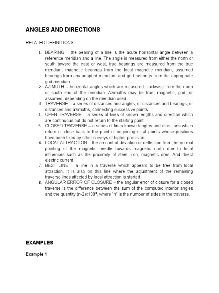 Angles and Directions | PDF | Angle | Area