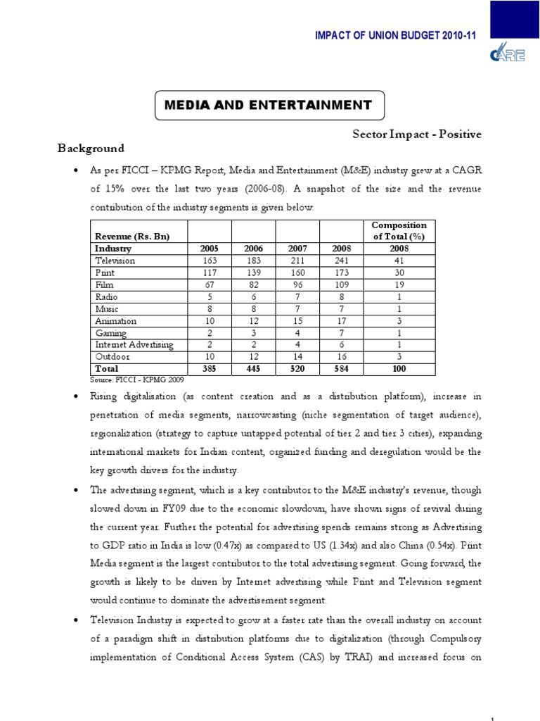 Media and Entertainment | PDF | Advertising | Mass Media