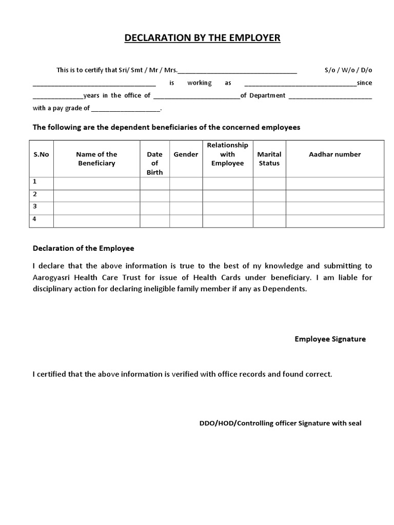 Declaration by The Employer | PDF | Career & Growth | Law