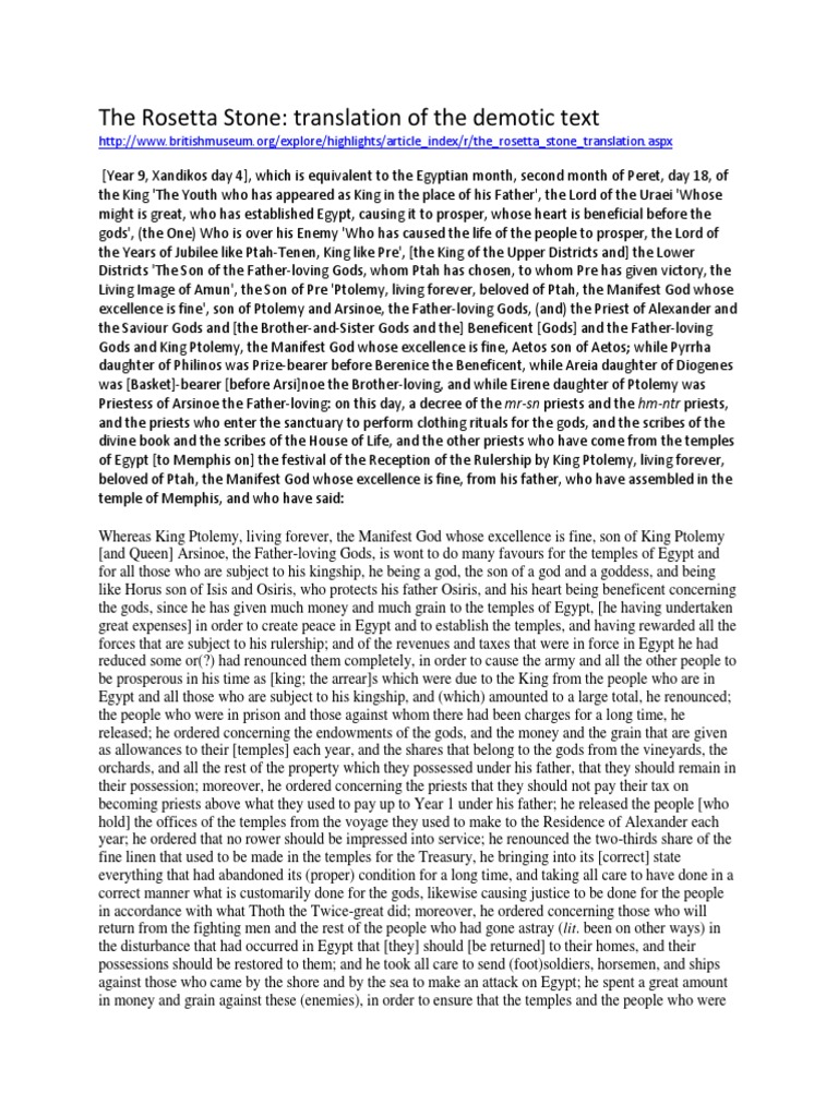 TM IV - Translation Rosetta Stone | PDF | Osiris | Ptolemaic Kingdom