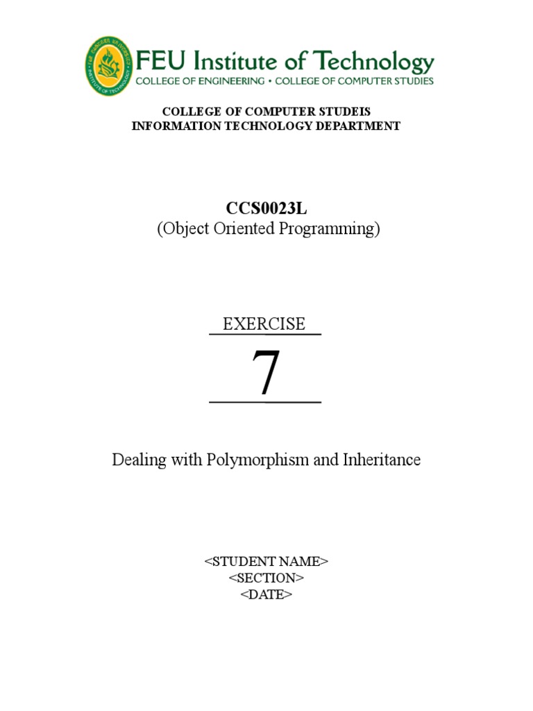 Ccs0023l Polymorphism And Inheritance Lab Pdf Method Computer Programming Inheritance