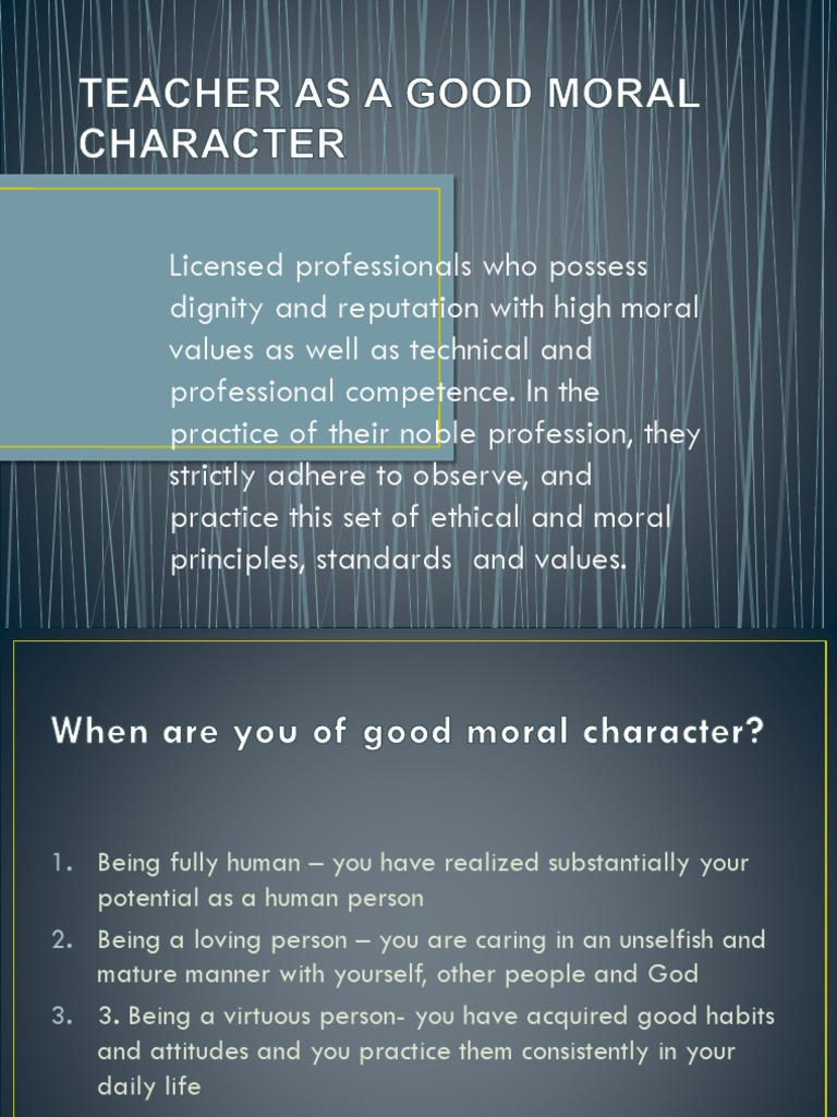 Teacher's Role in Moral Character Development | PDF