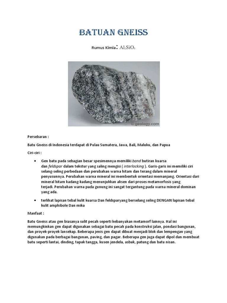 GNEISS: BATU METAMORF YANG BERBANDA DAN BERMANFAAT | PDF