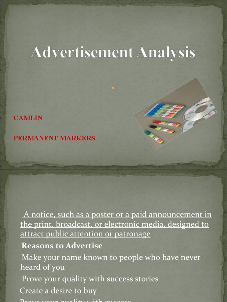 Camlin Permanent Markers Ad Analysis | PDF | Social Science