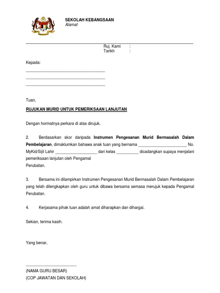 Contoh Surat Rujukan | PDF