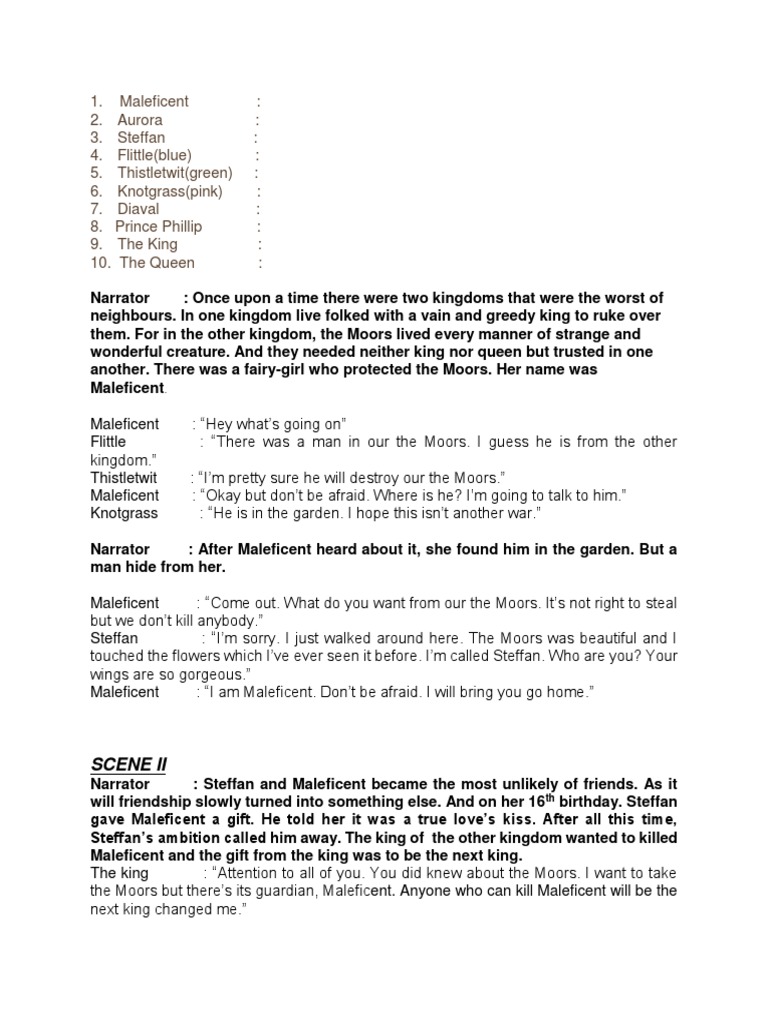 Maleficent Stage Play Script | PDF