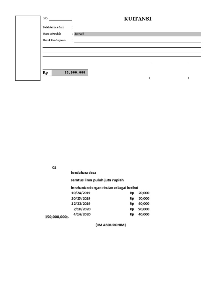 Format Kwitansi Kosong Excel Print Kosong | PDF | Pengelolaan Keuangan ...