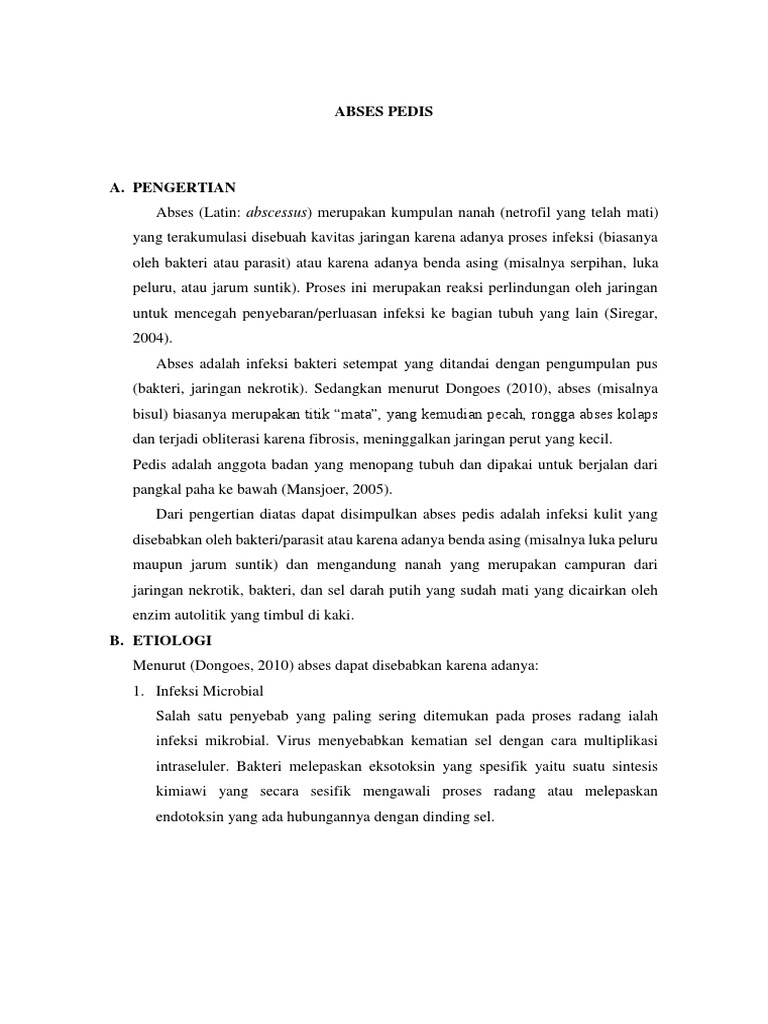 Pengertian dan Etiologi Abses Pedis | PDF | Ilmu Sosial | Kesehatan ...