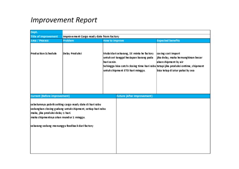 Improvement Report - Sample | PDF