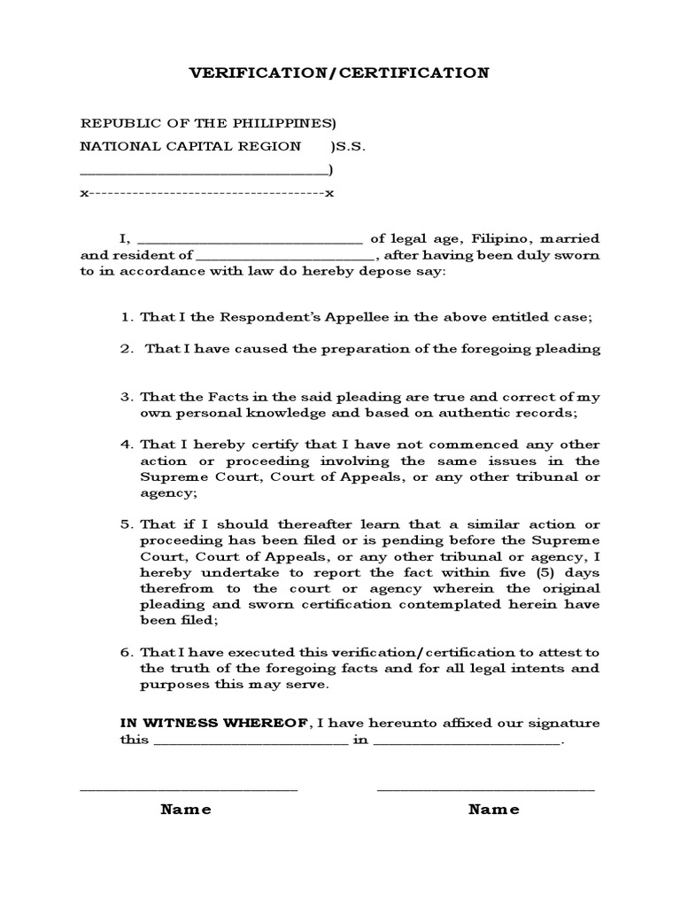 Sworn Certification for Legal Verification | PDF | Law