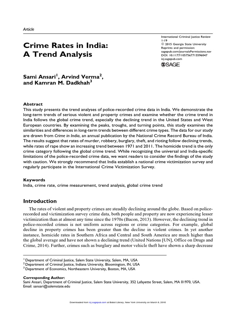 Crime Rates in India | PDF | Crime Statistics | Robbery