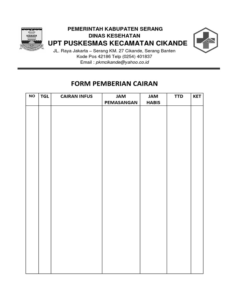 Formulir Pemberian Cairan Infus | PDF