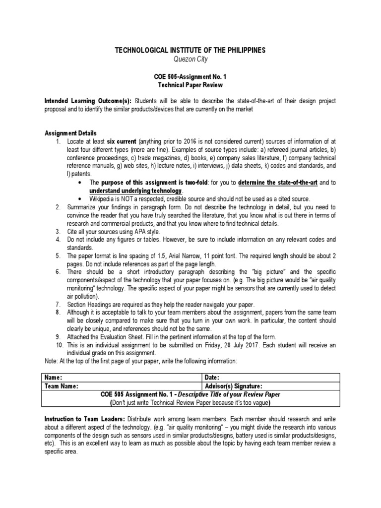 Assignment No.1 Technical Review Report | PDF | Citation | Information ...