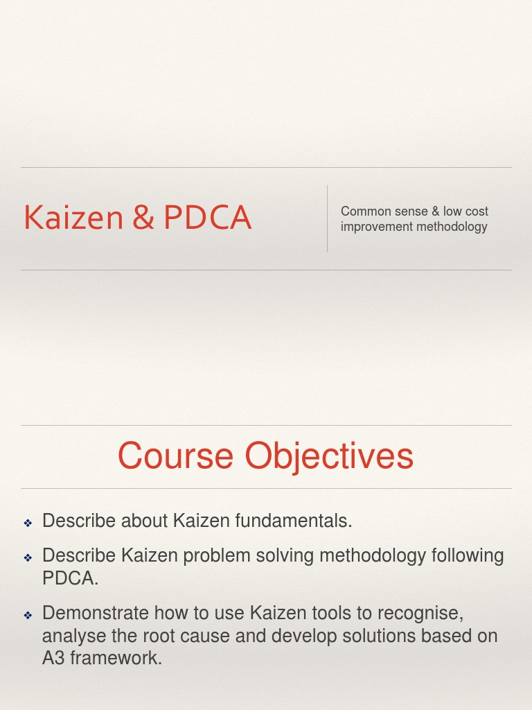Kaizen & PDCA Cycle | PDF | Standardization | Goal