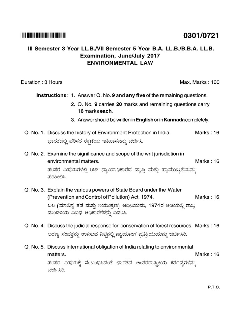 Question Bank of Environmental Law | PDF | Environmental Law | Government
