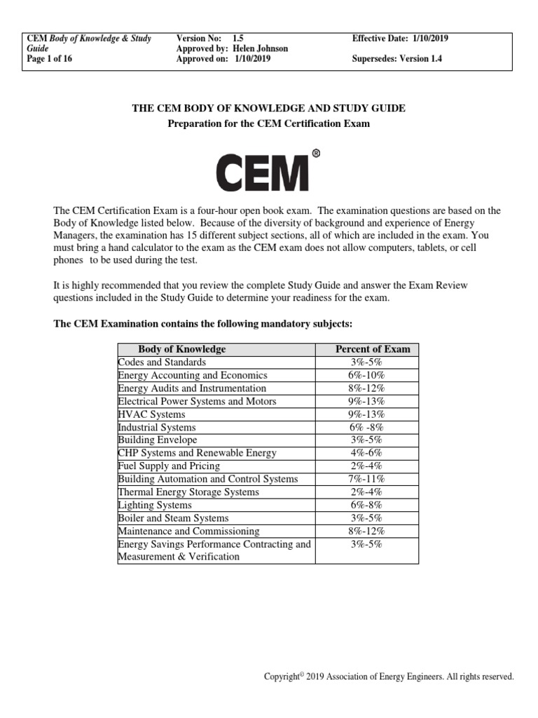 The Cem Body of Knowledge and Study Guide | PDF | Boiler | Engines