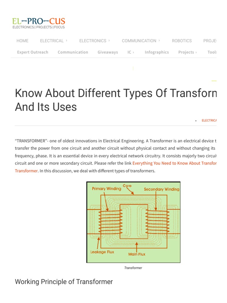 Different Types of Transformers and Their Applications | PDF ...