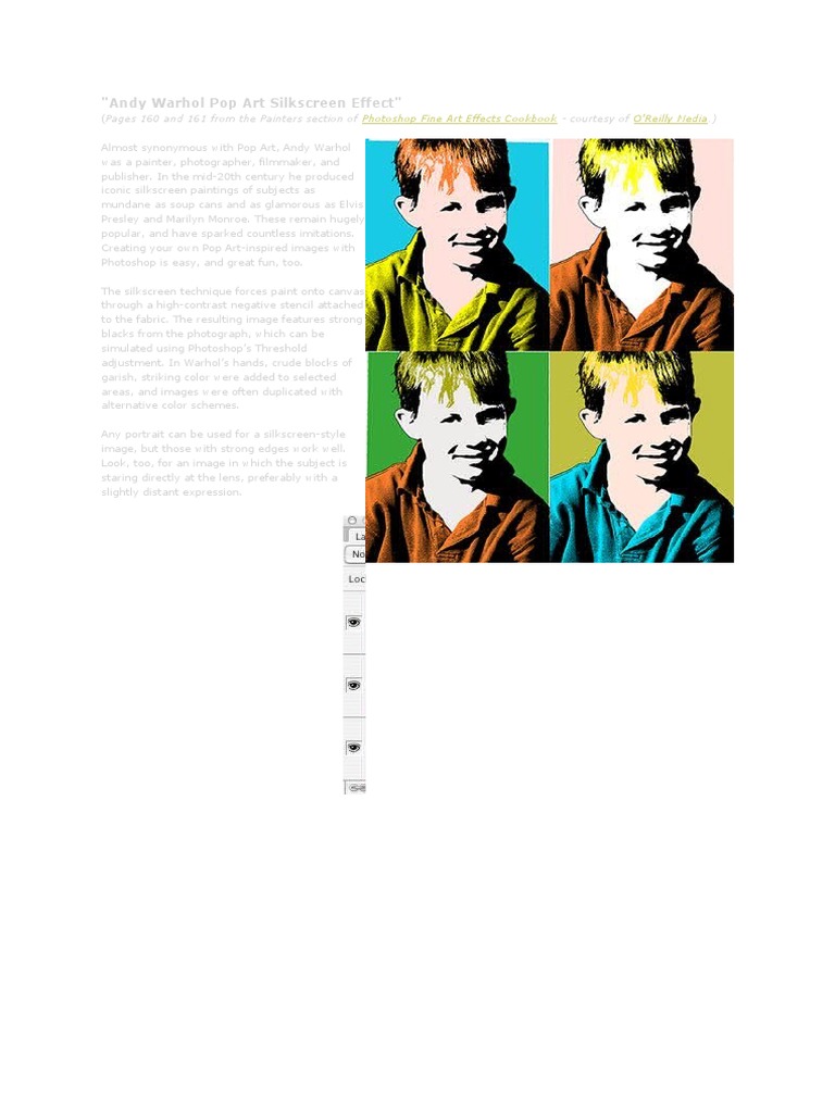 Andy Warhol Pop Art Silkscreen Effect | PDF | Adobe Photoshop | Imaging