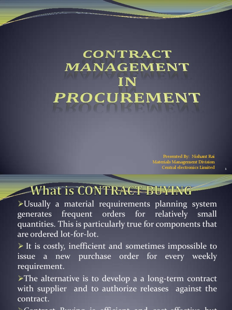 Contract Management in Procurement | PDF | Risk | Procurement