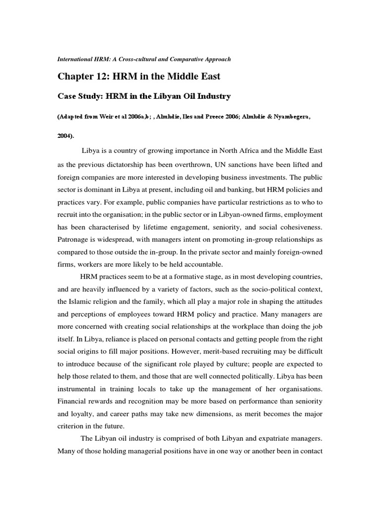 Case Study - HRM in The Libyan Oil Industry | PDF | Libya | Human ...