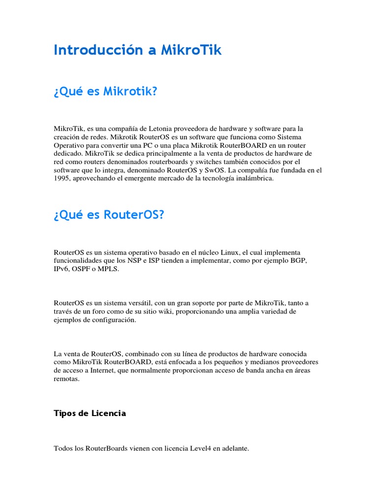 1-Introducción A MikroTik | PDF | Arquitectura de internet | Protocolos ...