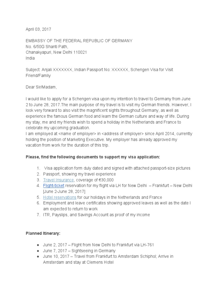 Schengen Visa Cover Letter | PDF | Travel Visa | Immigration Law