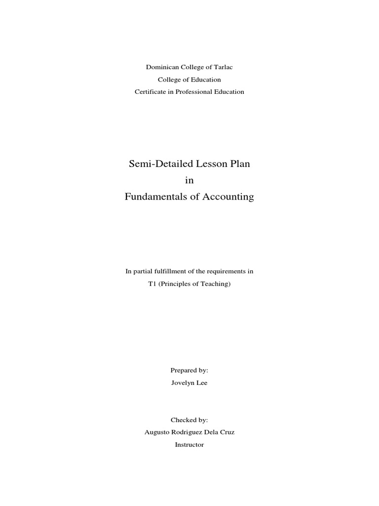 Lesson Plan in Fundamentals of Accounting Edited | PDF | Expense ...