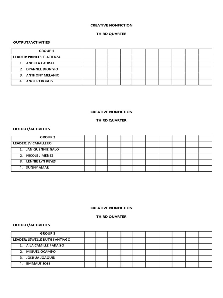 Creative Nonfiction-Scoresheet | PDF