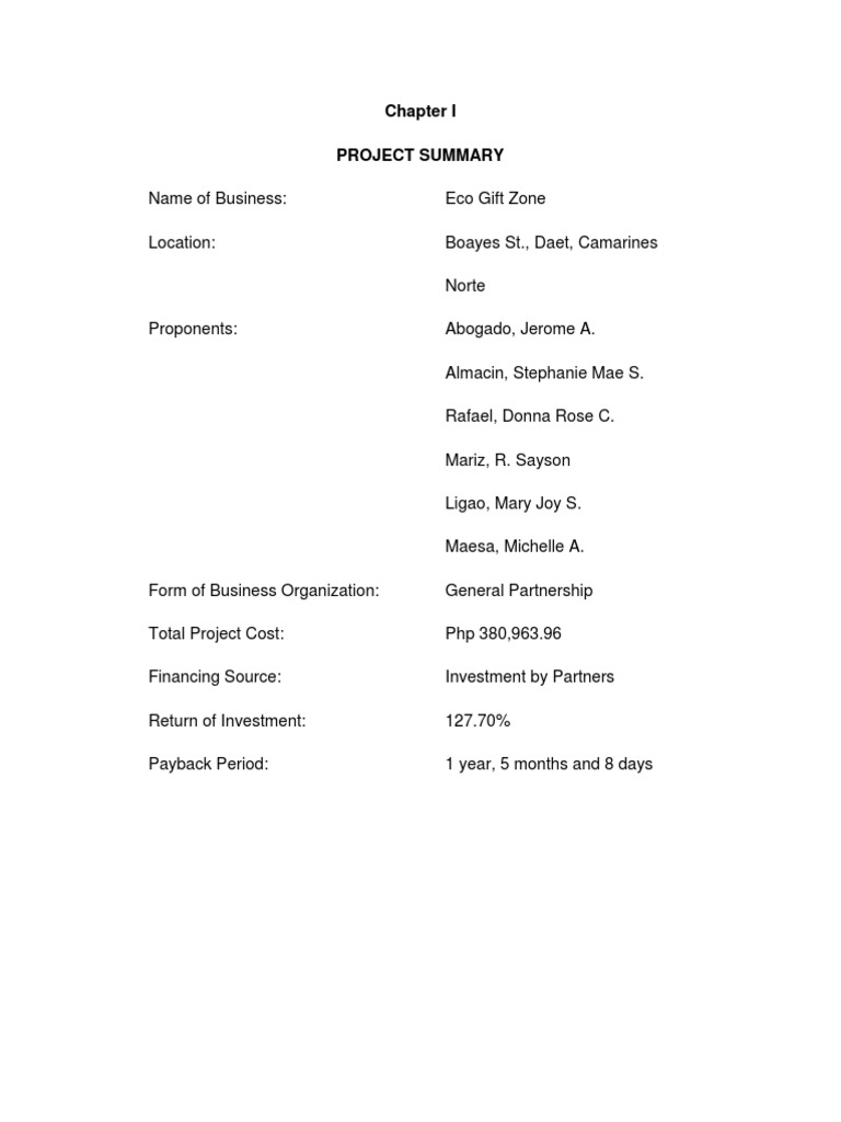 Chapter 1 - Project Summary | PDF | Recycling | Employment