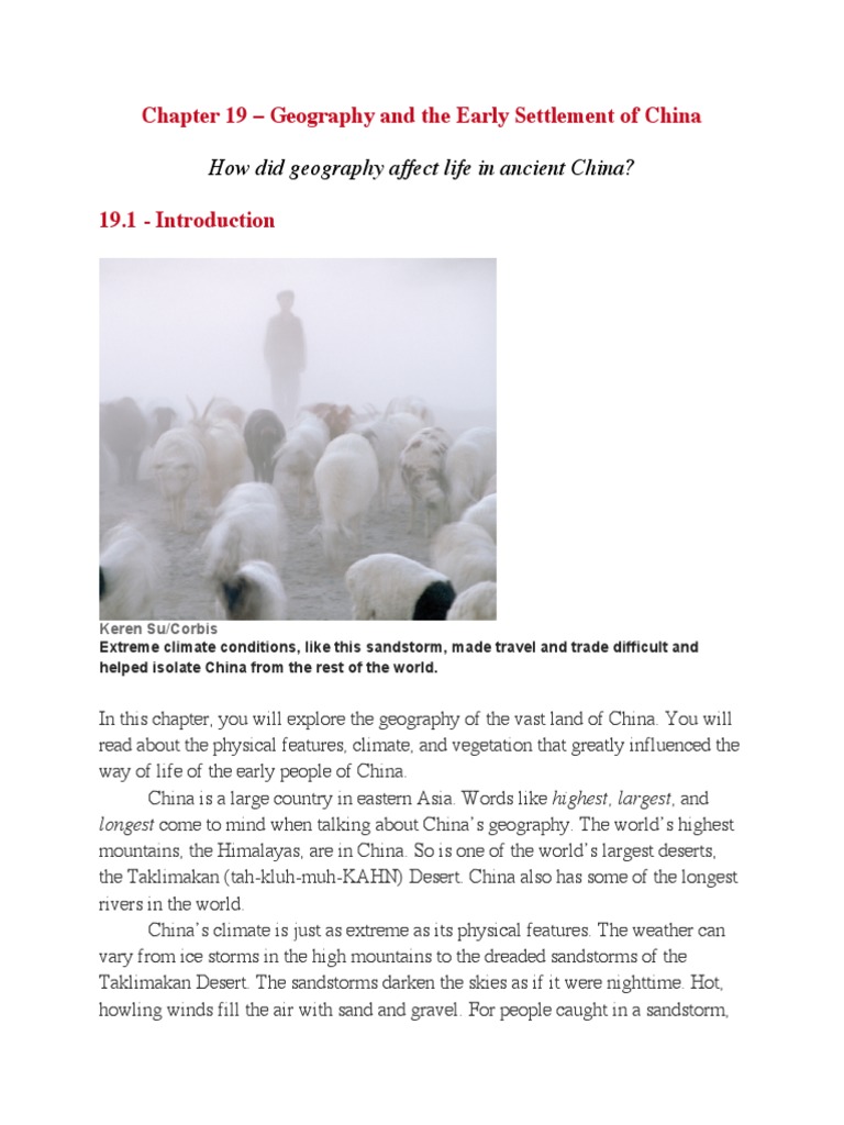 CH 19 Geography and The Early Settlement of China | PDF | Desert | China