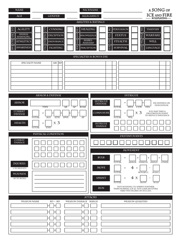 SIF RP - Character Sheets - Fillable PDF | PDF | Leisure | Unrest