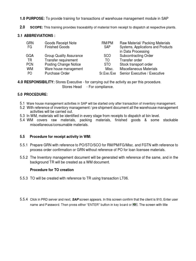 SAP WM-End-User-Document | PDF | Warehouse | Receipt