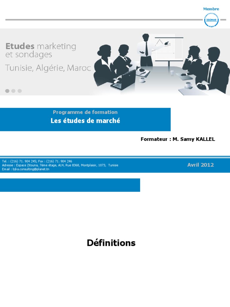 Formation sur les études de marché | PDF | Sodles | Commercialisation