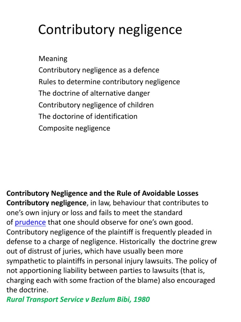 Understanding Contributory Negligence | PDF | Contributory Negligence ...