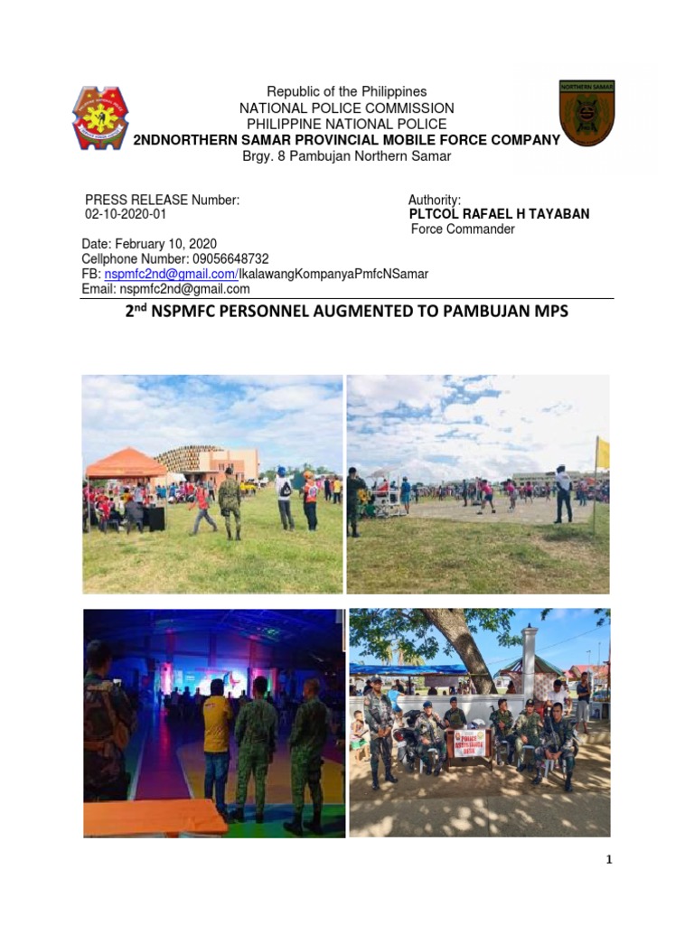2nd Northern Samar Mobile Force Update | PDF | National Security | Military