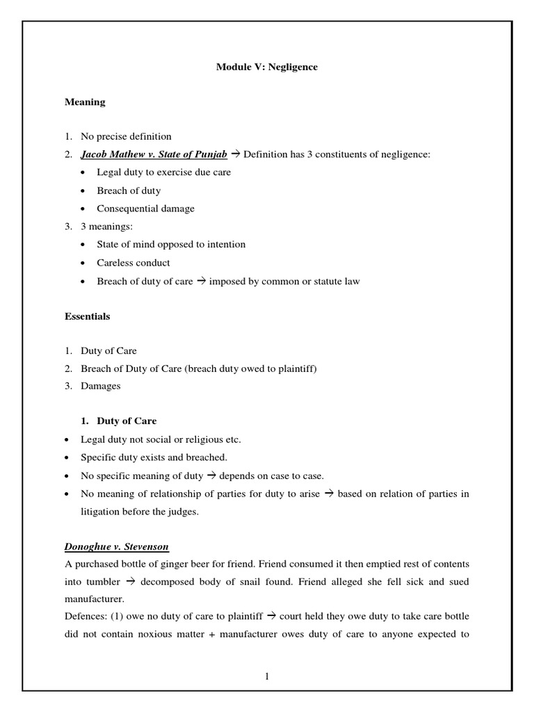 Understanding Negligence and Duty of Care | PDF | Duty Of Care | Negligence