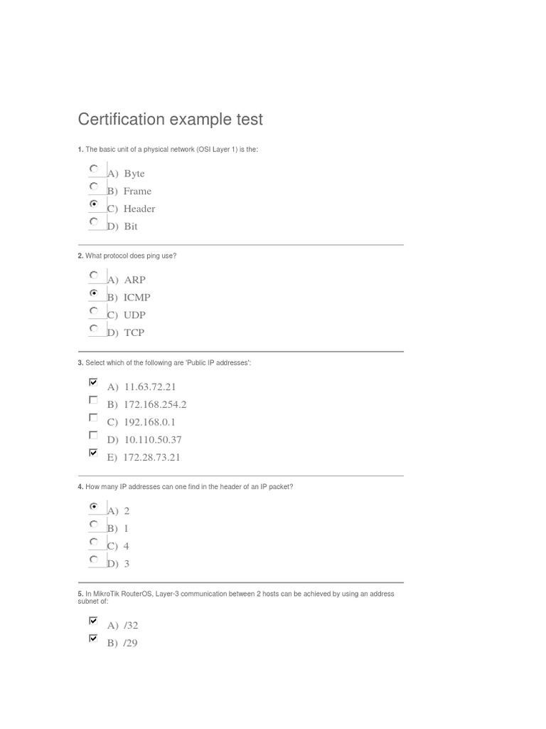 Networking Certification Practice Test | PDF | Gateway ...