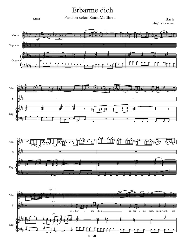 Erbarme Dich Mein Gott Piano Voice Violin PDF | PDF