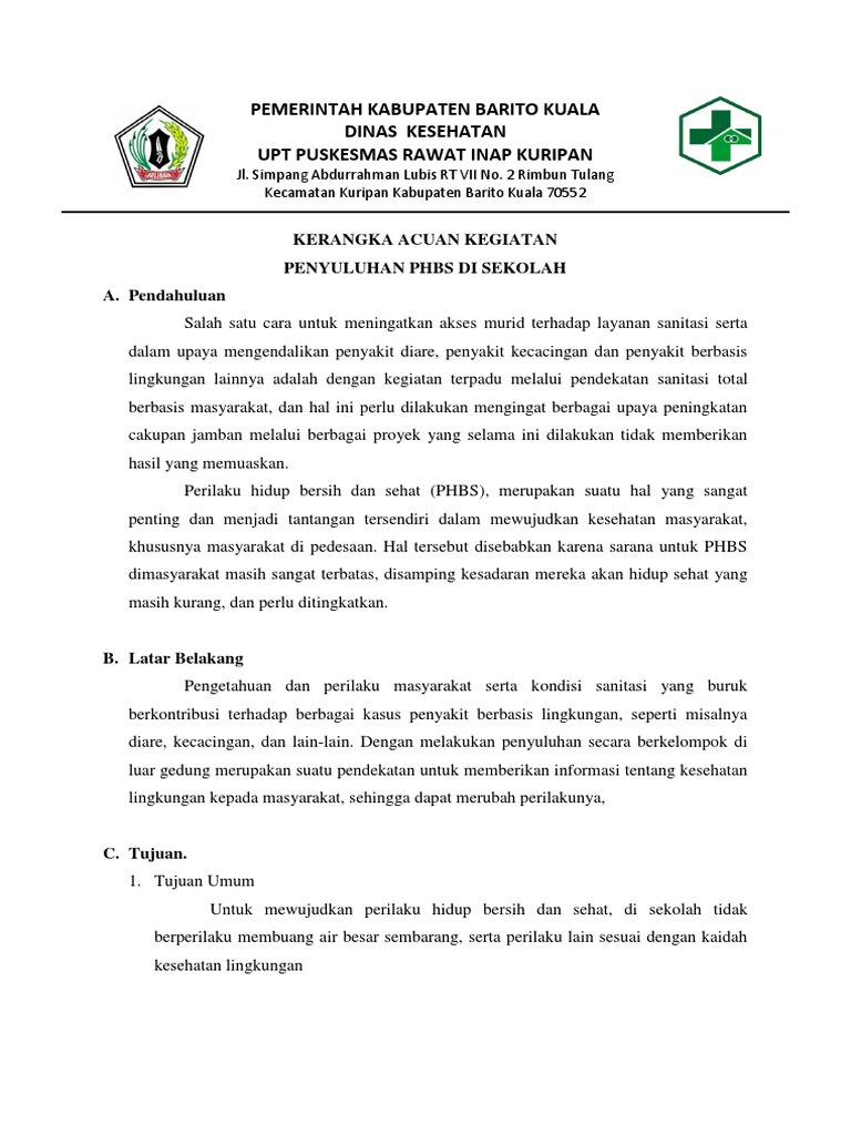 Kak Penyuluhan PHBS Di Sekolah | PDF