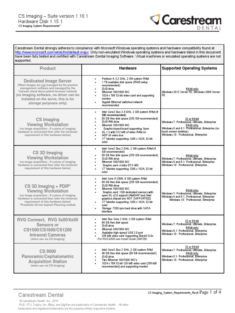 Cs Imaging v7 System Requirements | PDF | 64 Bit Computing | Windows 8