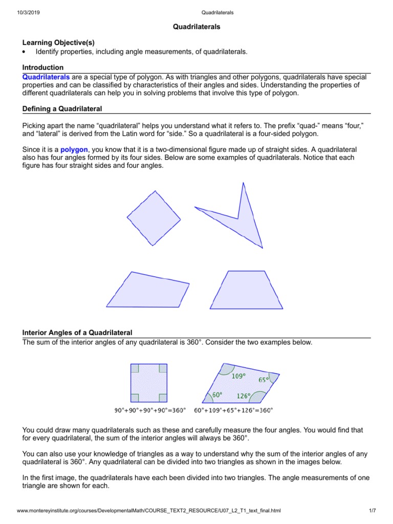 Quadrilaterals | PDF | Rectangle | Triangle