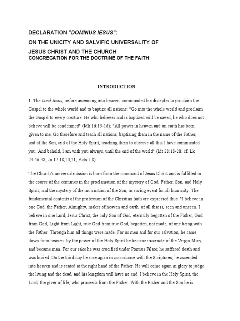 Dominus Iesus | PDF | God The Father | Logos (Christianity)