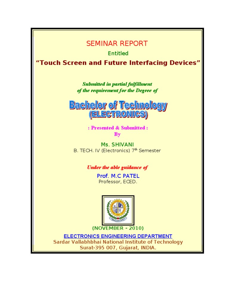 Touch Screen and Future Interfacing Devices | PDF