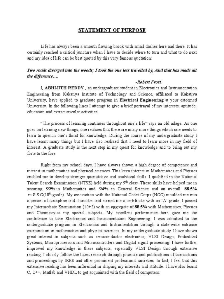 Statement of Purpose | PDF | Very Large Scale Integration | Electronics